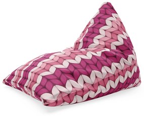Sablio Sedací vak Triangl Střídajíci růžové pletení: 120 x 100 x 100 cm