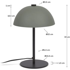 Zelená stolní lampa s kovovým stínidlem (výška 33 cm) Aleyla – Kave Home