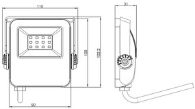 Venkovní reflektor Capri LED 10W, 1200lm, 4000K, IP65, 11x9cm, černá