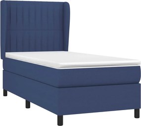 Box spring postel s matrací modrá 90x200 cm textil 3128099