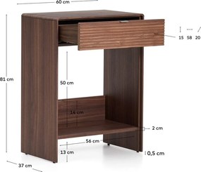 Komoda v dekoru ořechu v tmavě přírodní barvě 60x81x37 cm Norlen – Kave Home