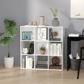 HOMCOM Knihovna 3-patrová Skříň s Úložným Prostorem 9 Krychlových Modulů Samostatný Regál Rozdělovací Stojan 91,5x29,5x91,5cm Dřevo