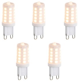 Sada 5 stmívatelných LED žárovek G9 opálových 3W 250 lm 2200K