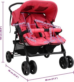 vidaXL Kočárek pro dvojčata ocel [10345] Barva: Zelená