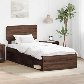 Rám postele s čelo Hnědý dub 75 x 190 cm Masivní borové dřevo 3412147
