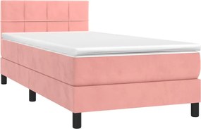 Box spring postel s matrací růžová 90x190 cm samet 3141280