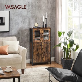 Úložná skříň, víceúčelová skříň 60 x 108 x 30 cm, rustikální hnědá a černá