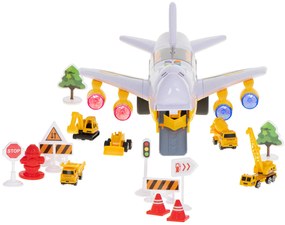 Creative Corner Letadlo Transporter + 6 vozů stavební vozidla boční/přední
