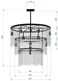 Toolight Křišťálový lustr APP1314-CP Black