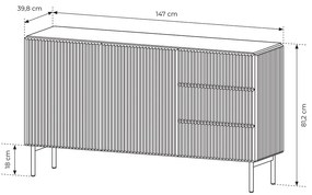 MUTI c | komoda 147 2D3S | 147 cm | černá