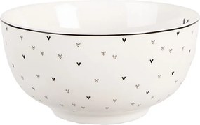 Bílá porcelánová miska se srdíčky Lovely Day - Ø 14*7 cm / 500 ml