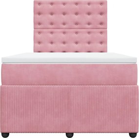 Box spring postel s matrací růžová 120x190 cm samet 3292303