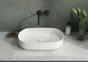 Sapho Sapho, INFINITY OVAL keramické umyvadlo na desku, 55x36 cm, matná bílá, 10NF65055-2L