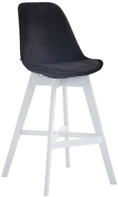 Barová židle Cannes ~ samet, dřevěné nohy bílé - Černá