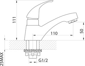 Sapho Sapho, SMALL stojánkový umyvadlový ventil, 1/2", 111mm, chrom, SM21