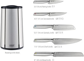 Sada nožů s rotačním stojanem 5 ks z nerezové oceli Elevate Steel – Joseph Joseph
