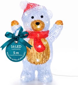 LED akryl figurka Vánoce Teddy stojící