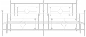 Kovový rám postele s hlavovým a nožním čelem bílý 200 x 200 cm - Default Title