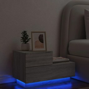 vidaXL Noční stolek s LED osvětlením šedý sonoma 70 x 36 x 40,5 cm