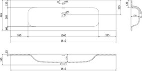 Mexen Rivel, koupelnová skříňka 140 cm s umyvadlem Vela, 1 zásuvka, drážkovaná, šedá matná/bílá, 91A20-16023-1-BF62-W23M01