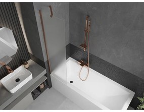 Mexen Next, vanová zástěna 1-křídlová 50 x 150 cm, fixní křídlo, 6 mm námraza sklo, růžové zlato profil, 895-050-000-00-30-60