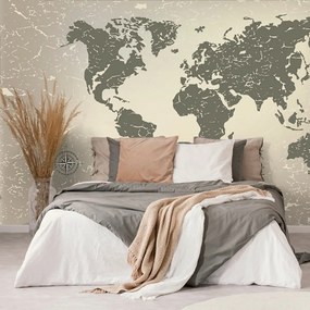 Samolepící tapeta stará mapa světa na abstraktním pozadí - 225x150 cm