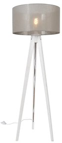 Moderní stojací lampa stativ bílá s odstínem taupe 50 cm - Tripod Classic