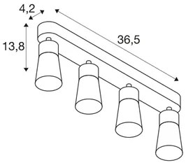 SLV 1008349 Puri 2.0 Cone, černozlaté nástěnné/stropní svítidlo 4xGU10, délka 36,5cm