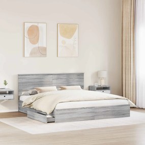 Postel s úložným prostorem se zásuvkou Šedá Sonoma 180 x 200 cm 3408436