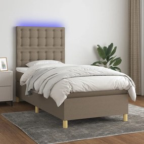 Box spring postel s matrací a LED taupe 90x200 cm textil 3135729