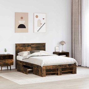 Rám postele s čelo Kouřový dub 120 x 200 cm Kompozitní dřevo 3408785
