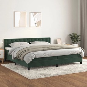 Box spring postel s matrací tmavě zelená 200x200 cm samet 3141566