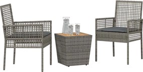 Zahradní bistro set 3 ks Šedá polyratan 3334961
