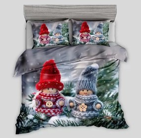 3D Bavlněné povlečení MINI JOY CHRISTMAS šedé, 100% bavlna Rozměr povlečení: 70 x 90 cm | 140 x 200 cm
