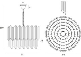 MAXLIGHT P0284 - Lustr na řetězu VOGUE 12xE14/40W/230V pr. 60 cm zlatá