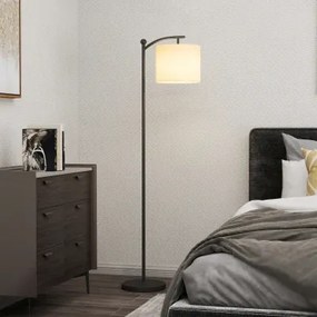 HOMCOM Stojací lampa, nastavitelné možnosti osvětlení, nožní spínač, dálkové ovládání, kov, černá