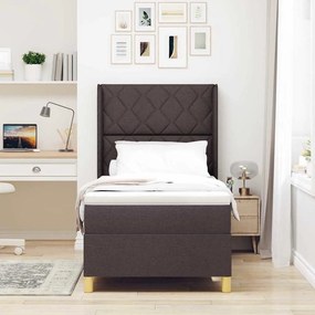 Postel s boxspringem s čelo Tmavě hnědá 100 x 200 cm textil 3341885