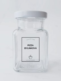 Samolepka na kořenky PIZZA BYLINKOVÁ průhledná 3 × 4 cm tučné písmo