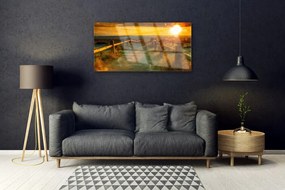 Obraz na skle Západ Slunce Architektura 125x50 cm