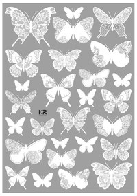 Sada 26 samolepek Ambiance Chic Butterflies White