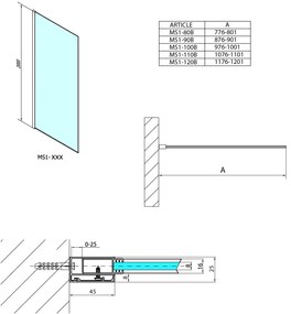 Polysan, MODULAR SHOWER stěna pro instalaci na zeď, jednodílná, 1200 mm, MS1-120B