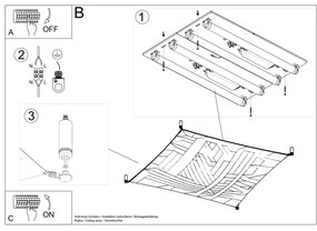 Stropní svítidlo Luna, 1x bílé textilní stínítko, (105 cm)