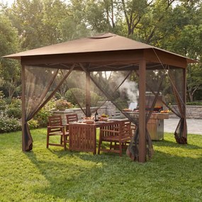 Costway Gazebo One Push Výškově nastavitelné s moskytiérou Dvojitá střešní taška