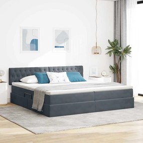 Postel s úložným prostorem s čelo Tmavě šedá 200 x 200 cm samet 3370840