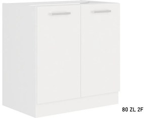 Kuchyňská skříňka dřezová EKO WHITE ZL 2F BB + kuchyňský dřez, 80x82x52, bílá