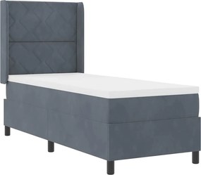 Postel s boxspringem s čelo Tmavě šedá 80 x 200 cm samet 3342033