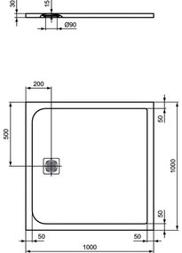 Ideal Standard Ultra Flat S Sprchová vanička 100x100 cm, černá K8216FV