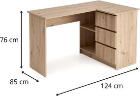 Rohový psací stůl Bega dub artisan