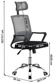 Kondela Kancelářské křeslo, světle šedá/černá, DIKAN
