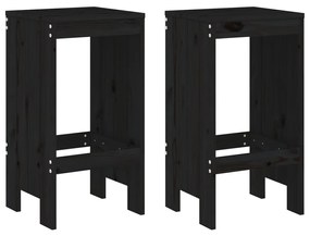 Barové stoličky 2 ks černé 40 x 36 x 75 cm masivní borové dřevo,  825349